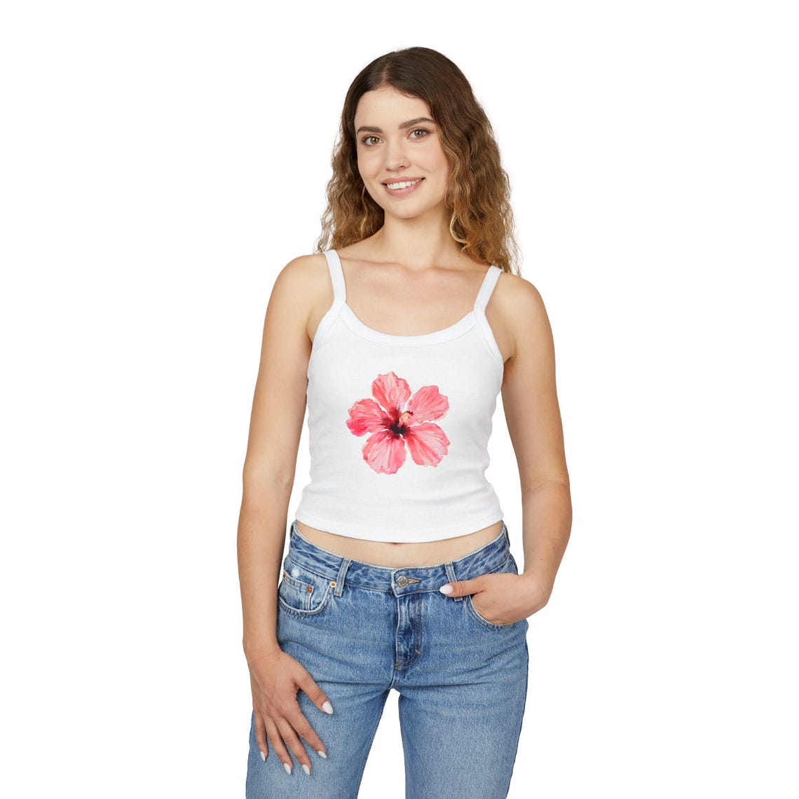 Hibiscus Flower Tank Top – Tropical Floral Summer Shirt for Women ...