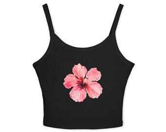 Hibiscus Flower Tank Top – Tropical Floral Summer Shirt for Women ...