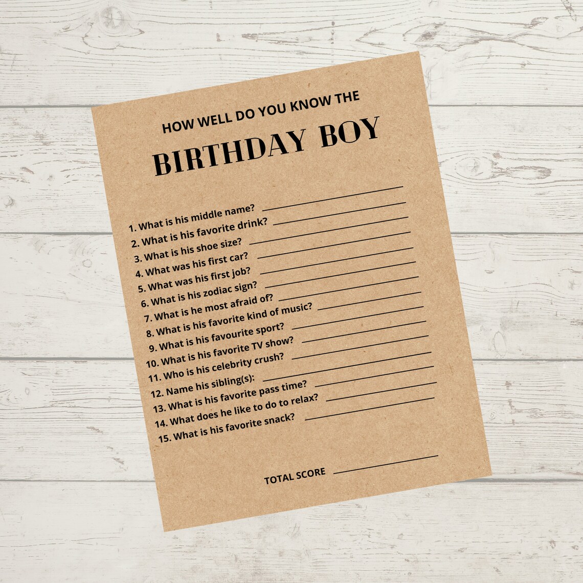How Well Do You Know the Birthday Boy Game (PDF) Digital Download Who ...