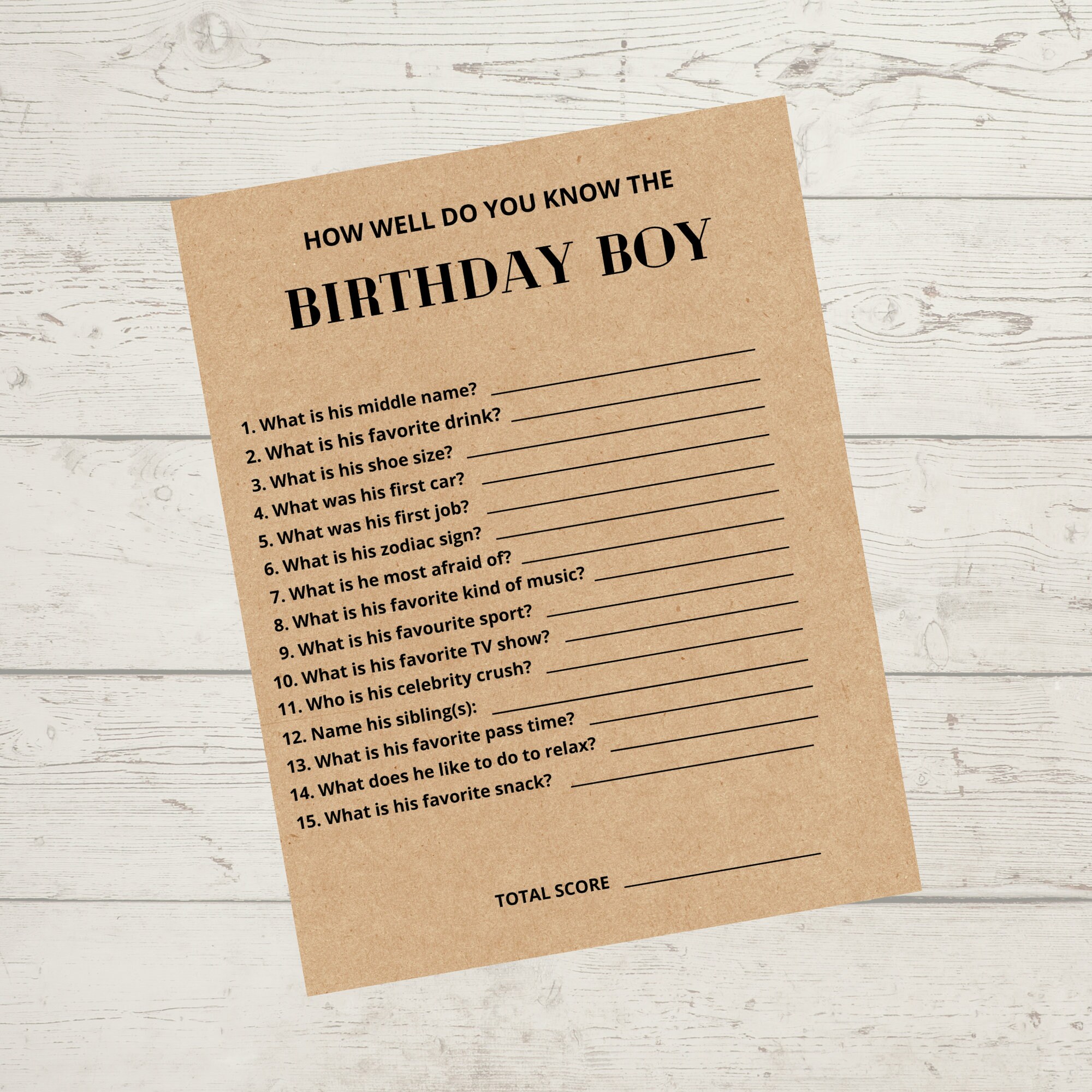 How Well Do You Know the Birthday Boy Game (PDF) Digital Download Who ...