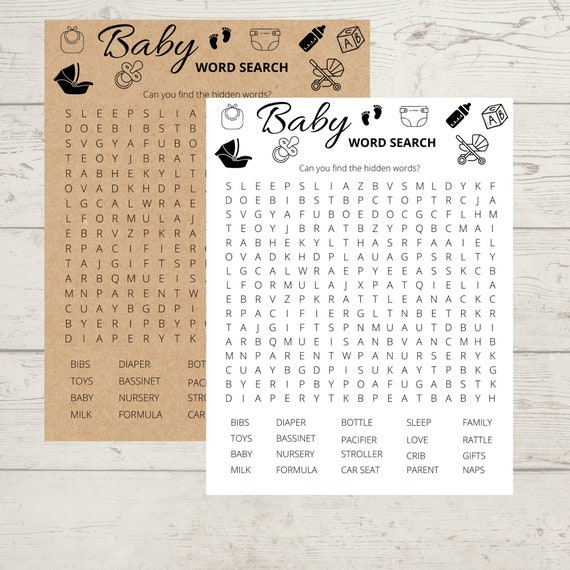 Owl Baby Shower Games Word Search