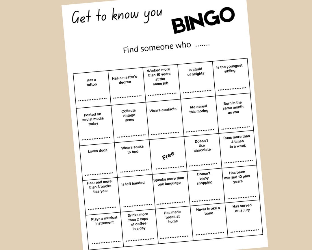 Printable Find Someone Who Ice Breaker Bingo, Adult Party Games, Office ...