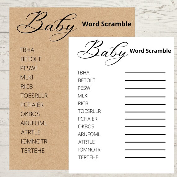 Baby Word Scramble Baby Shower Games Printable Pdf Gender - Etsy