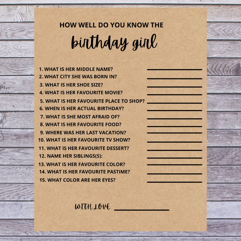 How Well Do You Know the Birthday Girl | Who Know the Birthday Girl ...