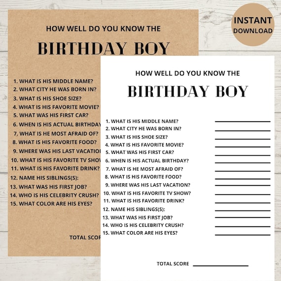 How Well Do You Know the Birthday Boy Who Knows the Birthday - Etsy