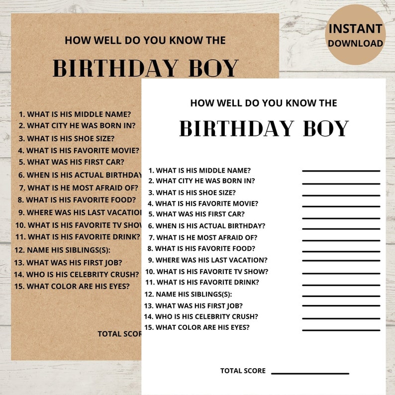 How Well Do You Know the Birthday Boy, Who Knows the Birthday Boy Best ...