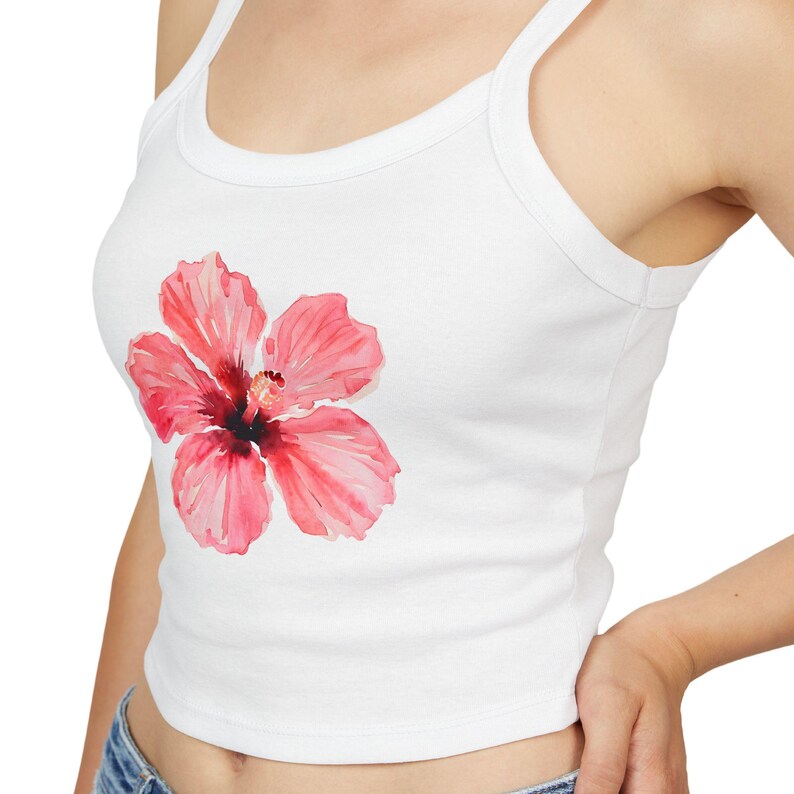 Hibiscus Flower Tank Top – Tropical Floral Summer Shirt for Women ...