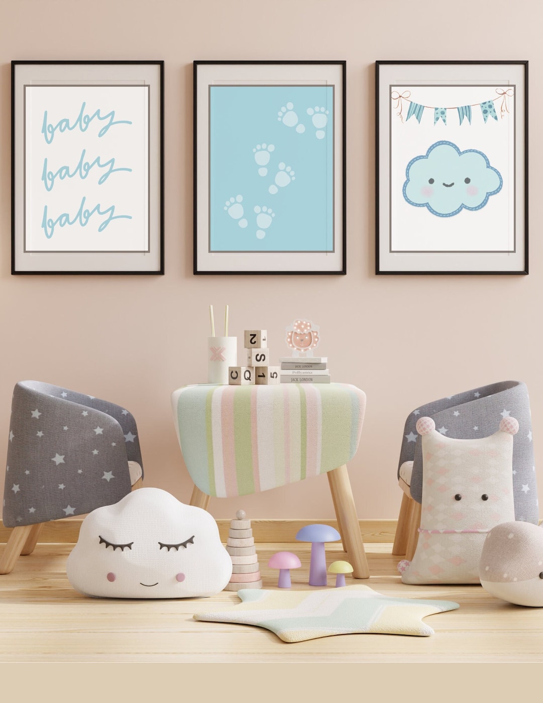 3 Pack Baby Boy Posters, Baby Decor, Printable Baby Posters, Blue ...