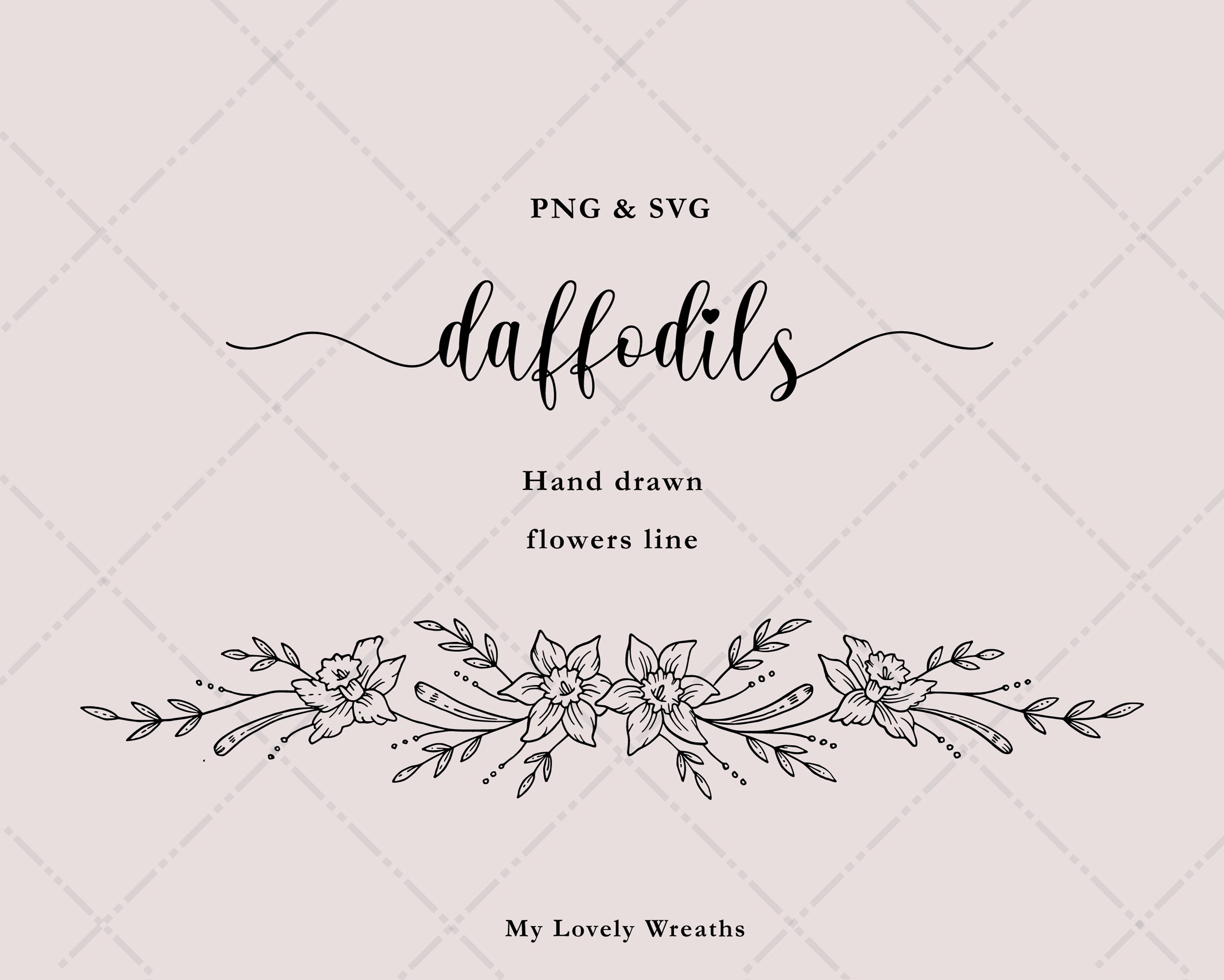 Daffodils Line | Botanical Hand Drawn Illustration | Floral Wedding ...