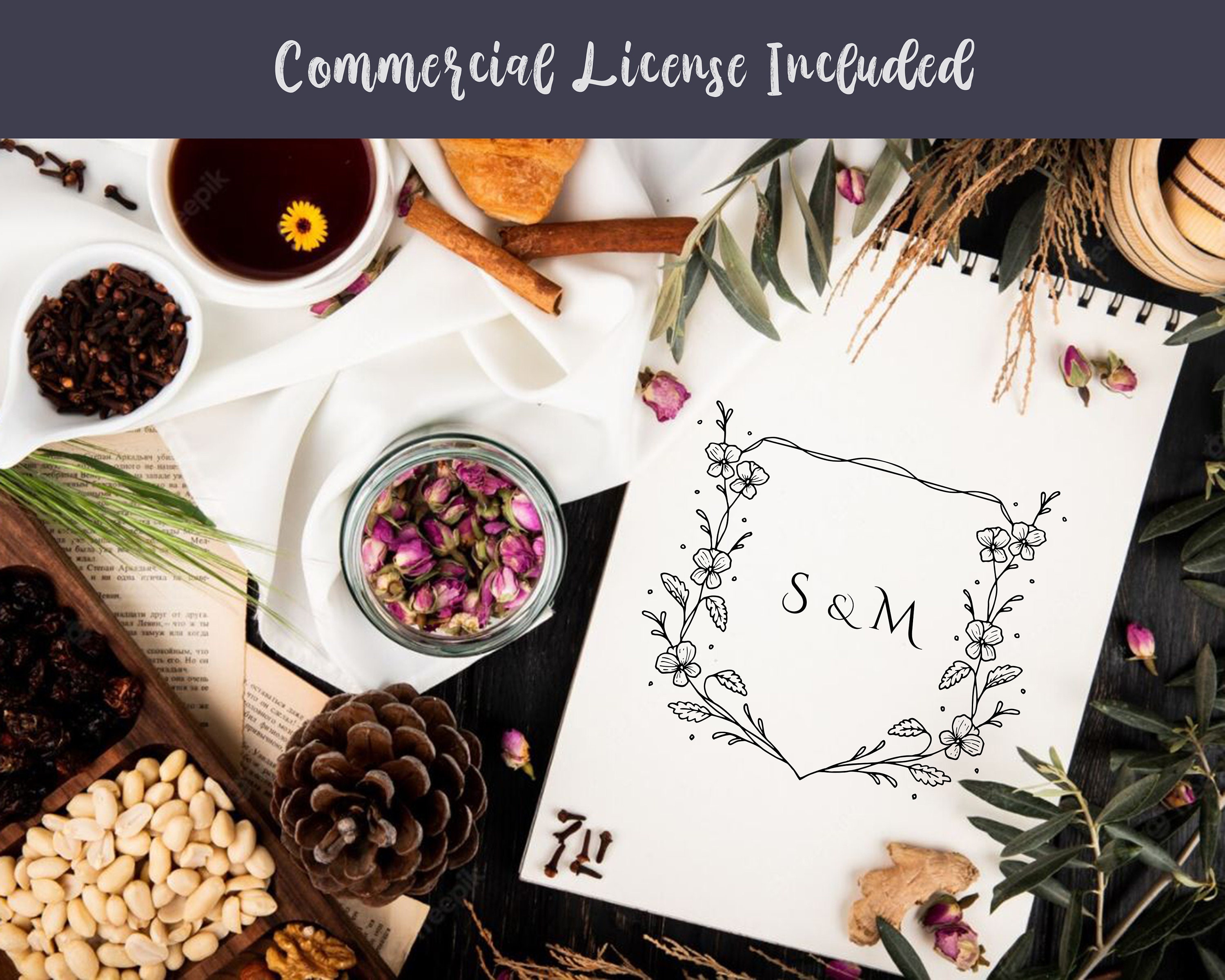 Violets Shield Sign | Botanical Hand Drawn Illustrations | Floral ...