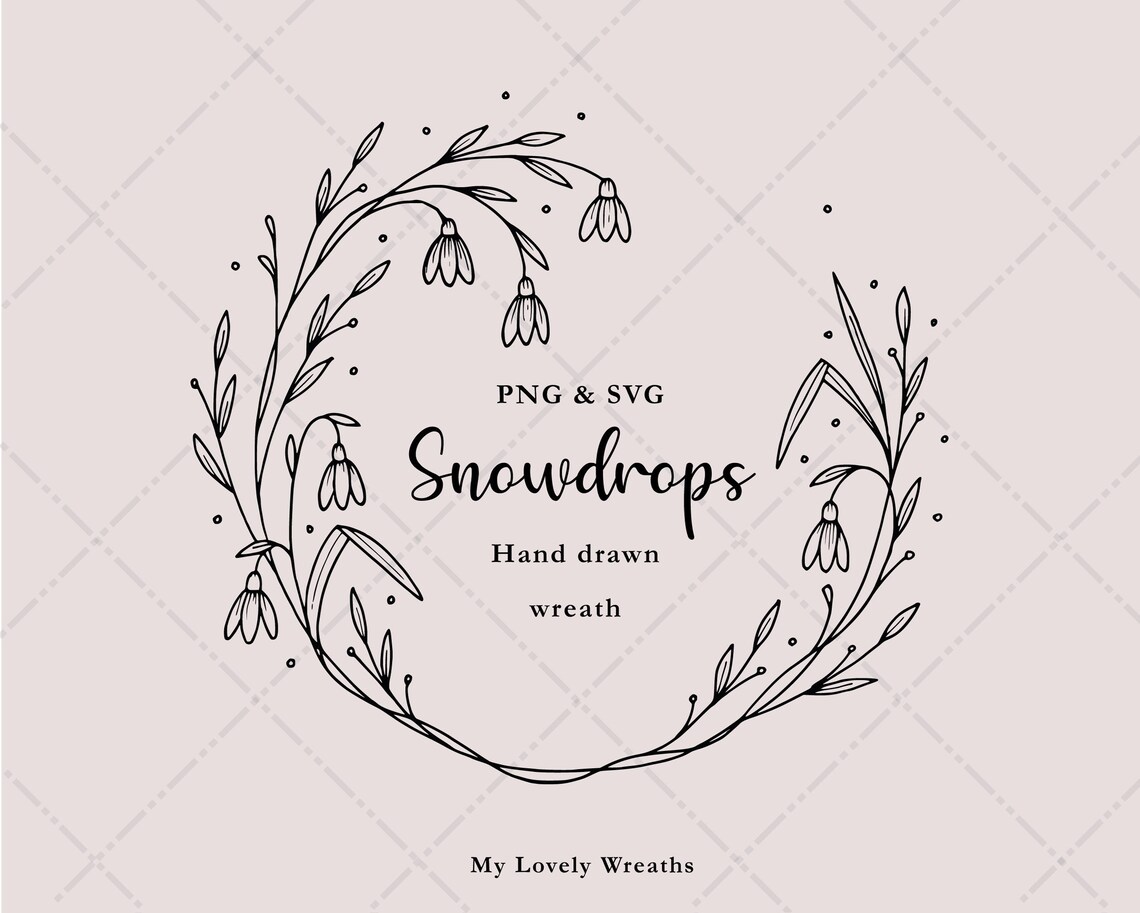 Snowdrops Wreath Botanical Hand Drawn Illustrations Floral Wedding ...