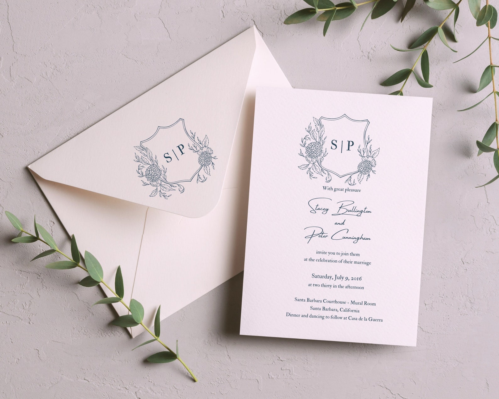 Hydrangea Shield Sign | Wedding Crest | Hand Drawn Illustrations ...