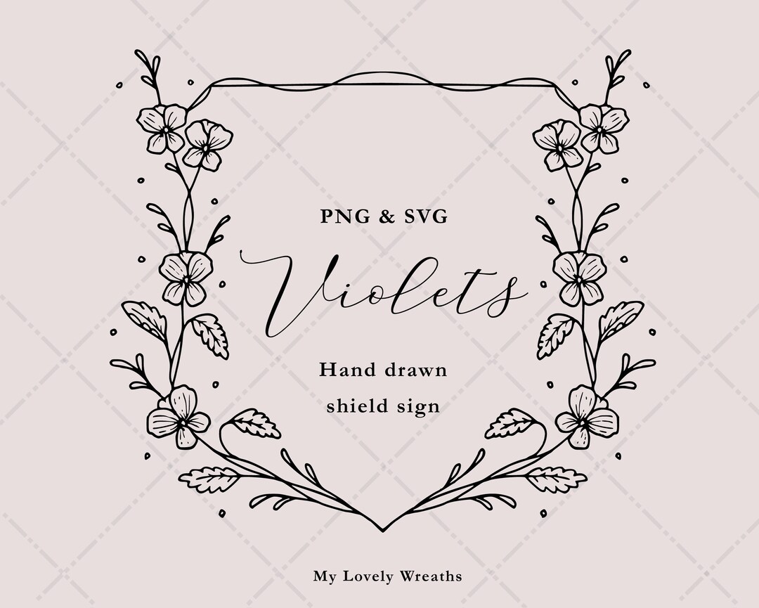 Violets Shield Sign | Botanical Hand Drawn Illustrations | Floral ...