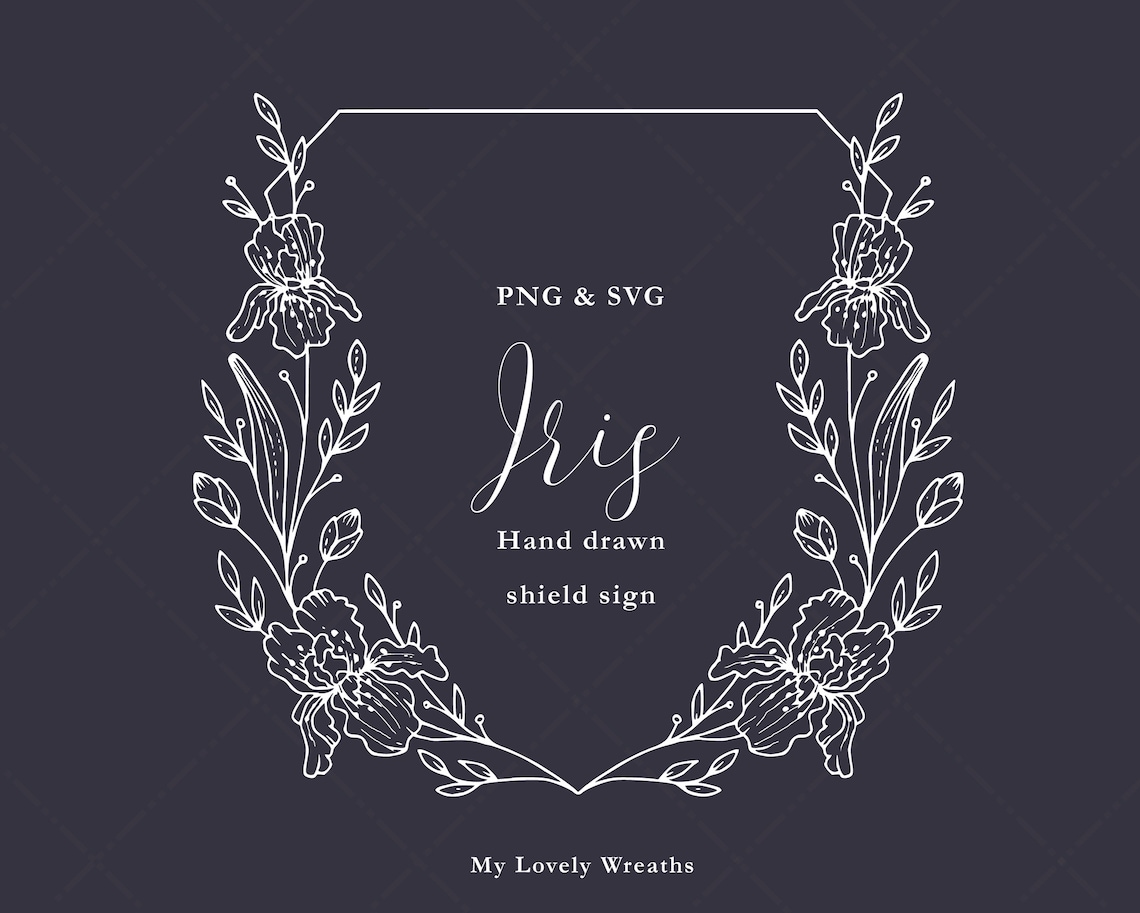 Iris Shield Sign | Botanical Hand Drawn Illustrations | Floral Wedding ...