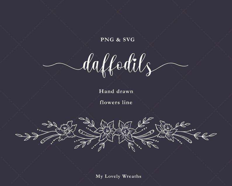 Daffodils Line | Botanical Hand Drawn Illustration | Floral Wedding ...