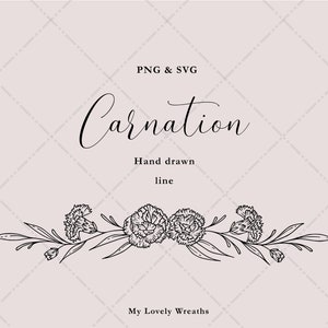 Carnation Line | Botanical Hand Drawn Illustration | Floral Wedding ...