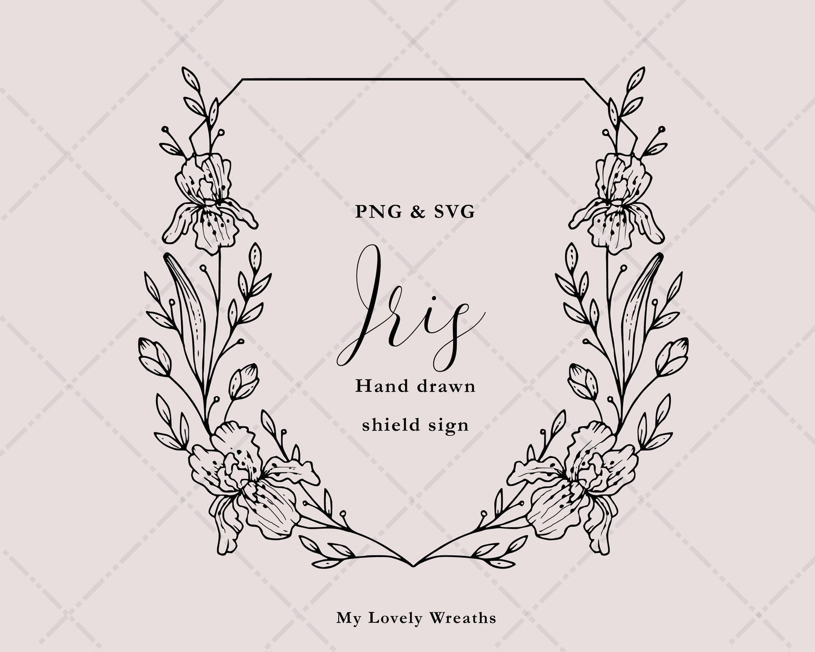 Iris Shield Sign | Botanical Hand Drawn Illustrations | Floral Wedding ...