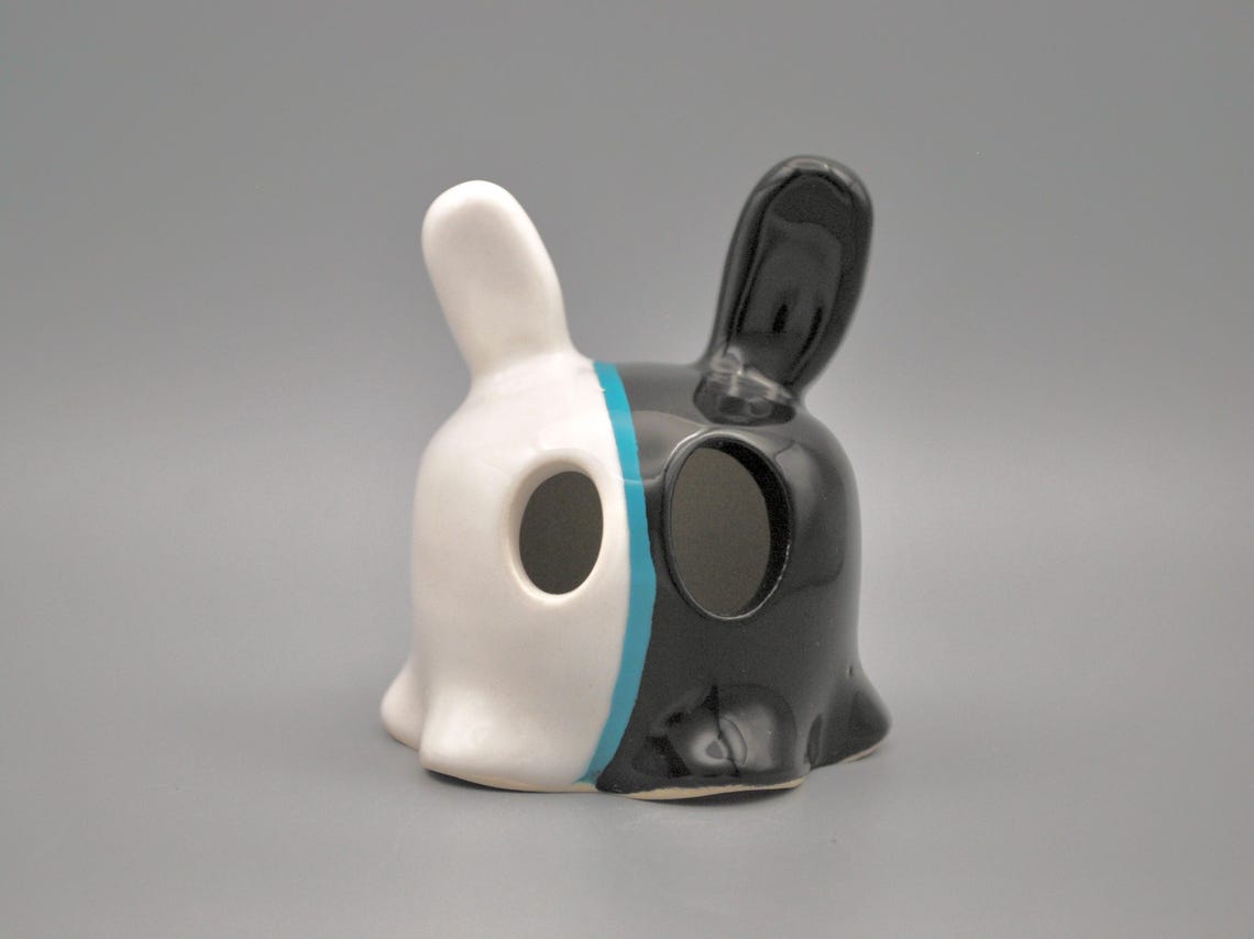 Rabbit Ghost Luminary – Handmade Ceramic Holder for Flameless Tealights ...