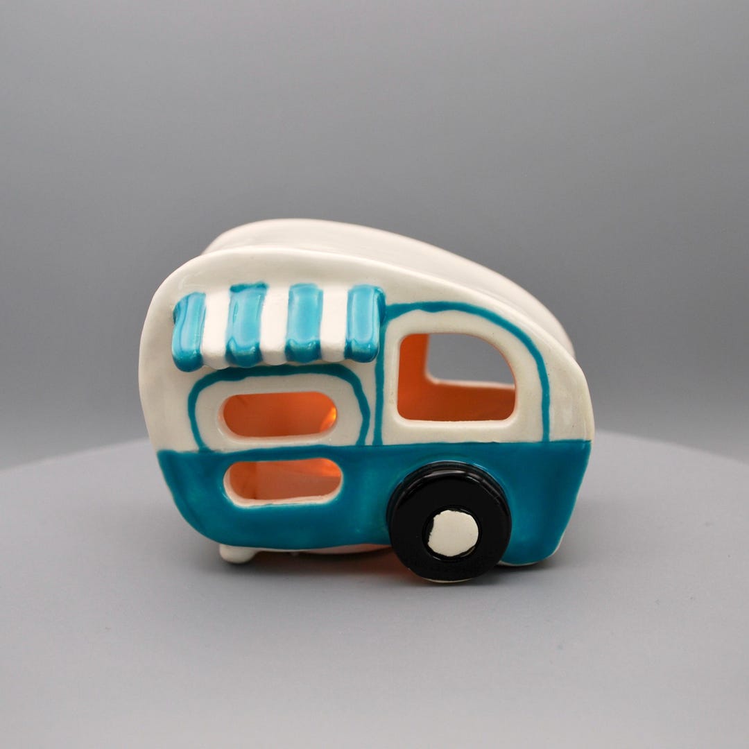 Ceramic RV Camper Luminary | Camping Lovers Gift | Small Handmade ...