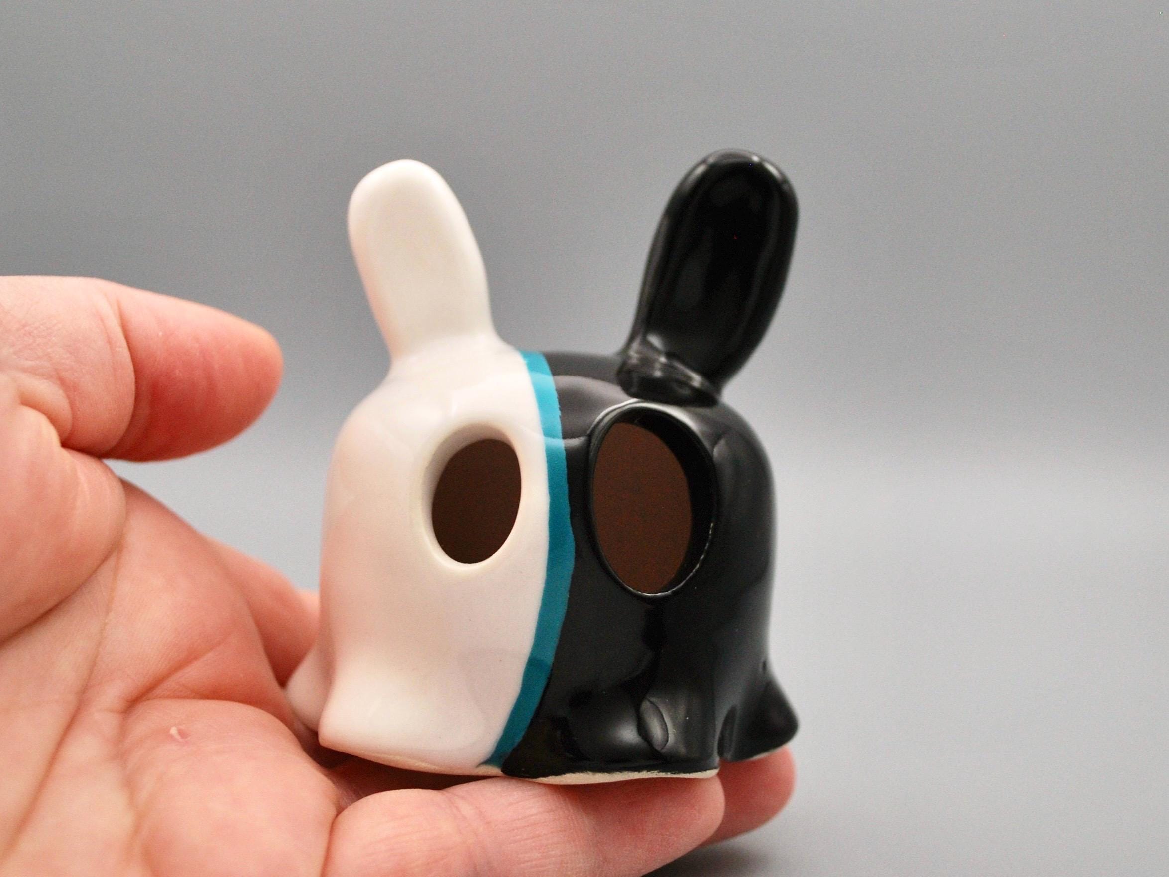 Rabbit Ghost Luminary – Handmade Ceramic Holder for Flameless Tealights ...