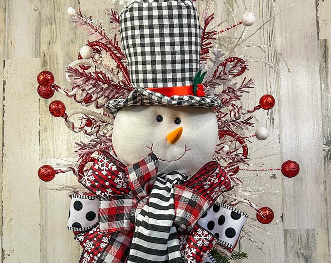 Snowman Tree Topper Christmas Tree Topper Red and Black Christmas Tree ...