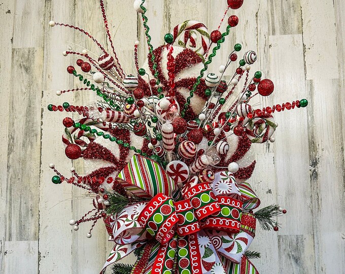 Whimsical Tree Topper, Red and Green Tree Topper, Red and Green ...
