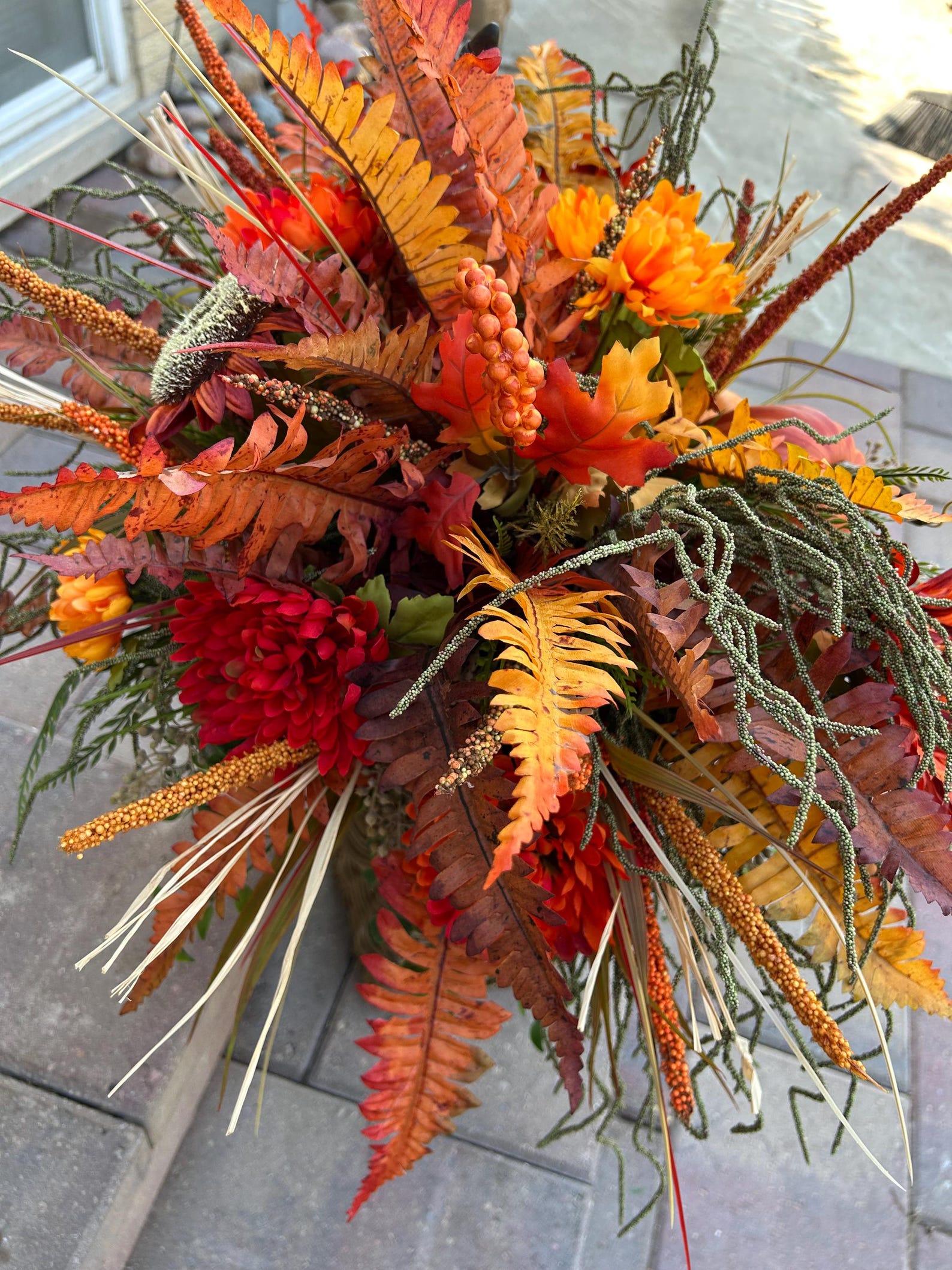 Fall Faux Flower Urn Filler: Autumn Porch Decor Centerpiece, Fall Front ...