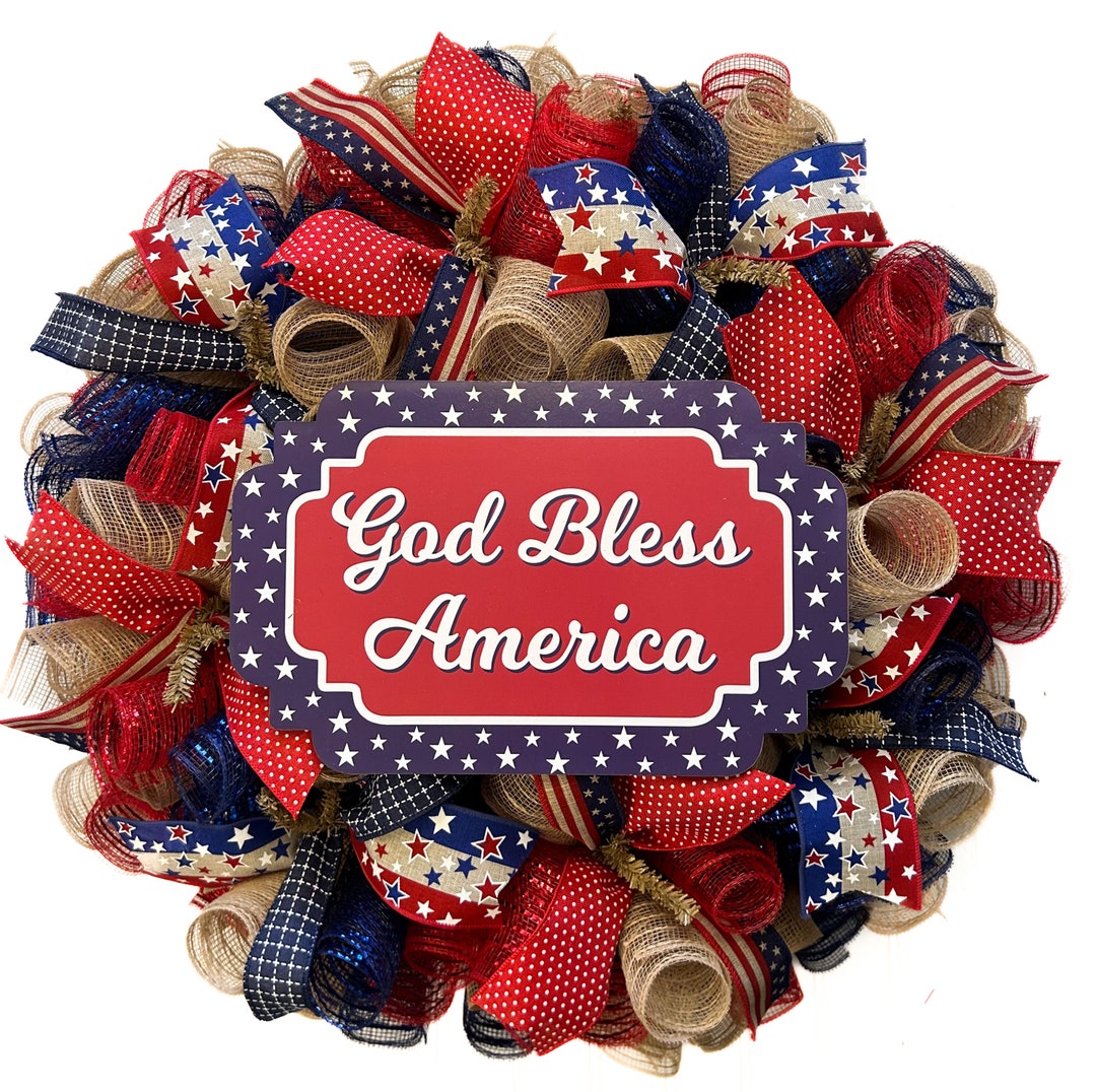 Rustic Patriotic Wreath for Front Door, Patriotic Wreaths, Memorial Day ...