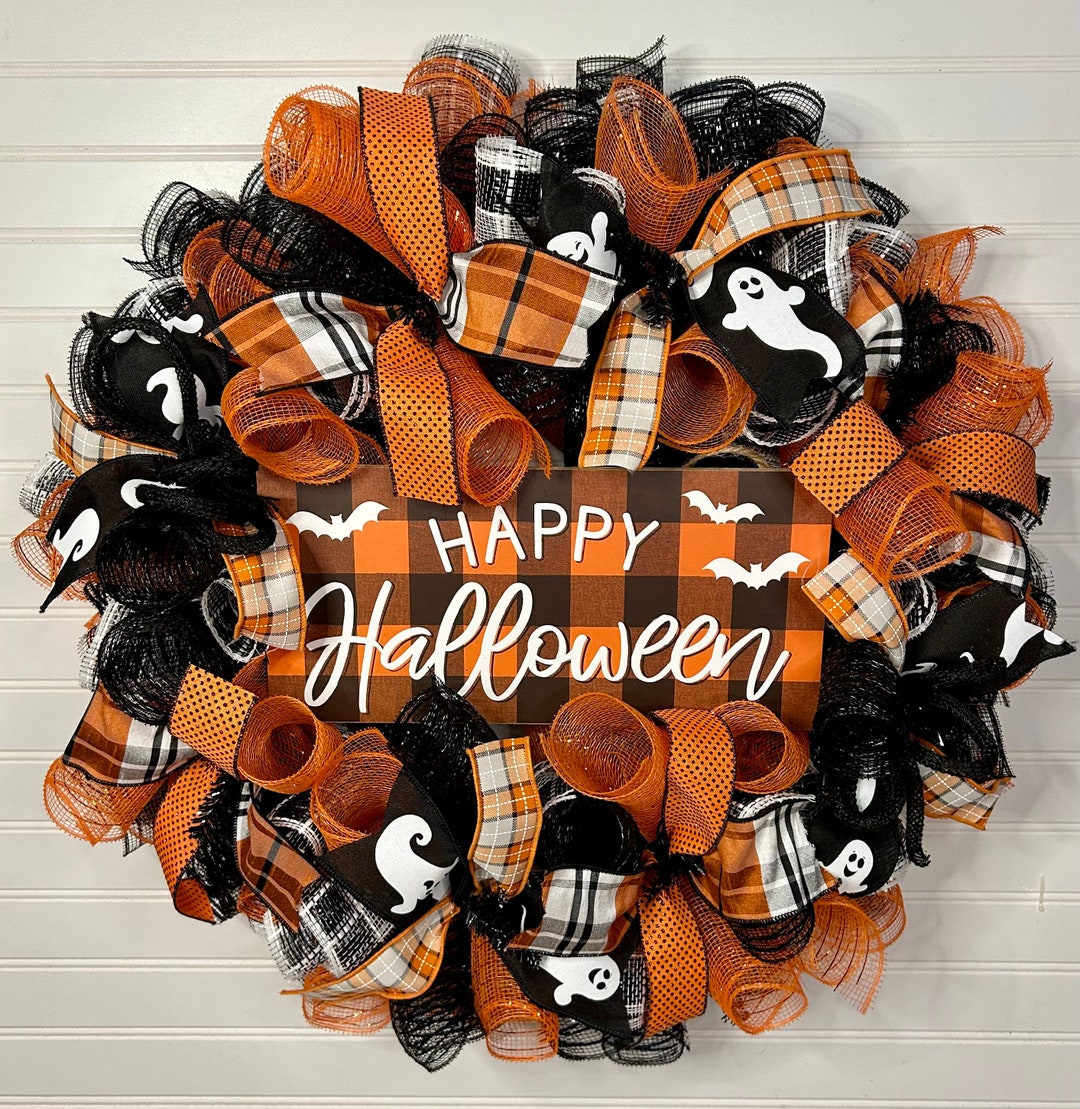Happy Halloween Wreath, Halloween Wreath for Front Door. Door Wreath ...