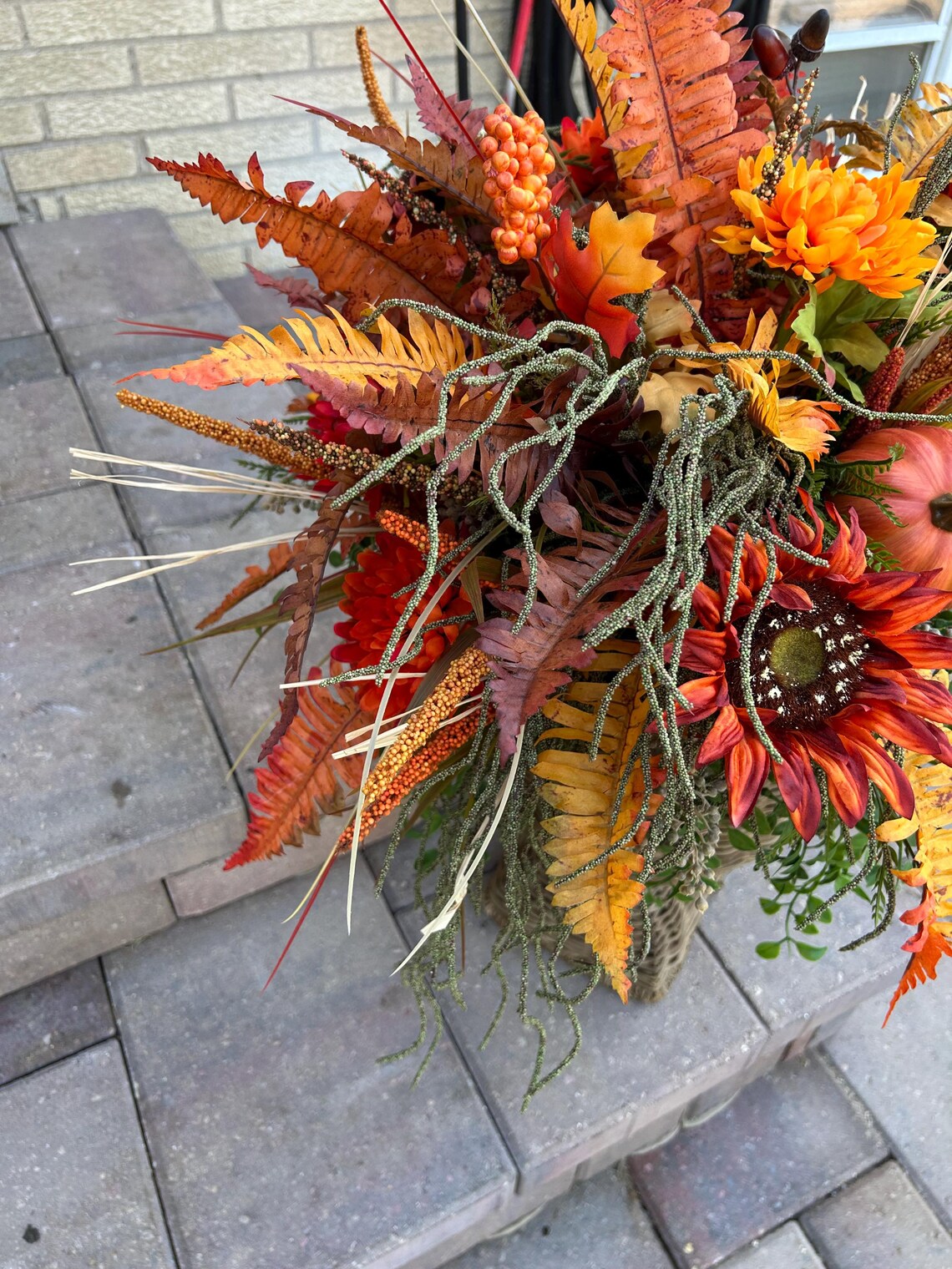 Fall Faux Flower Urn Filler: Autumn Porch Decor Centerpiece, Fall Front ...