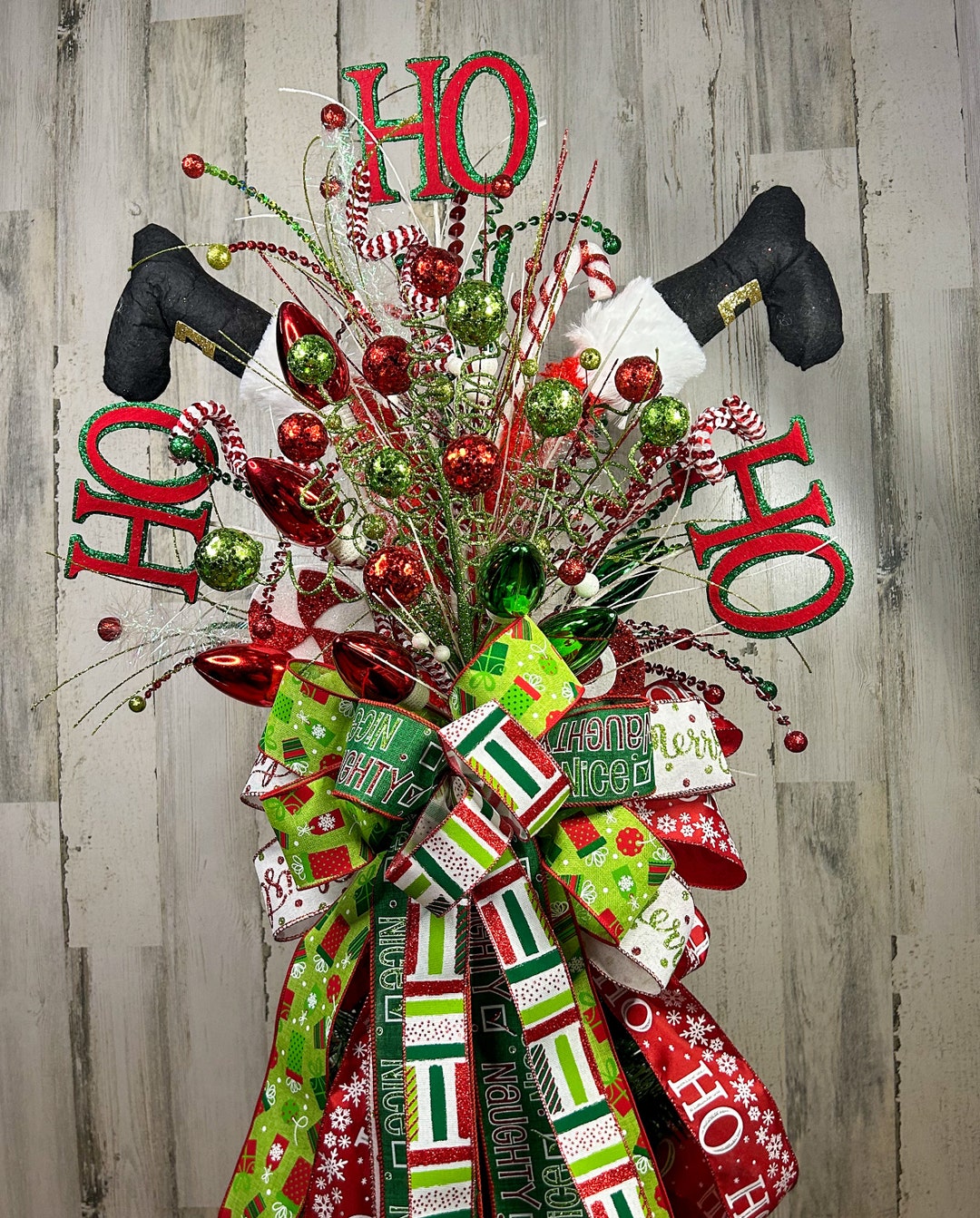 Tree Topper, Santa Leg Tree Topper, Christmas Tree Topper, Christmas ...