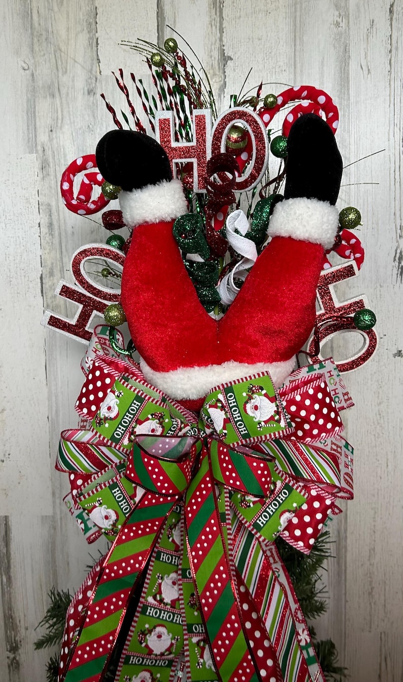Tree Topper, Santa Leg Tree Topper, Christmas Tree Topper, Christmas ...