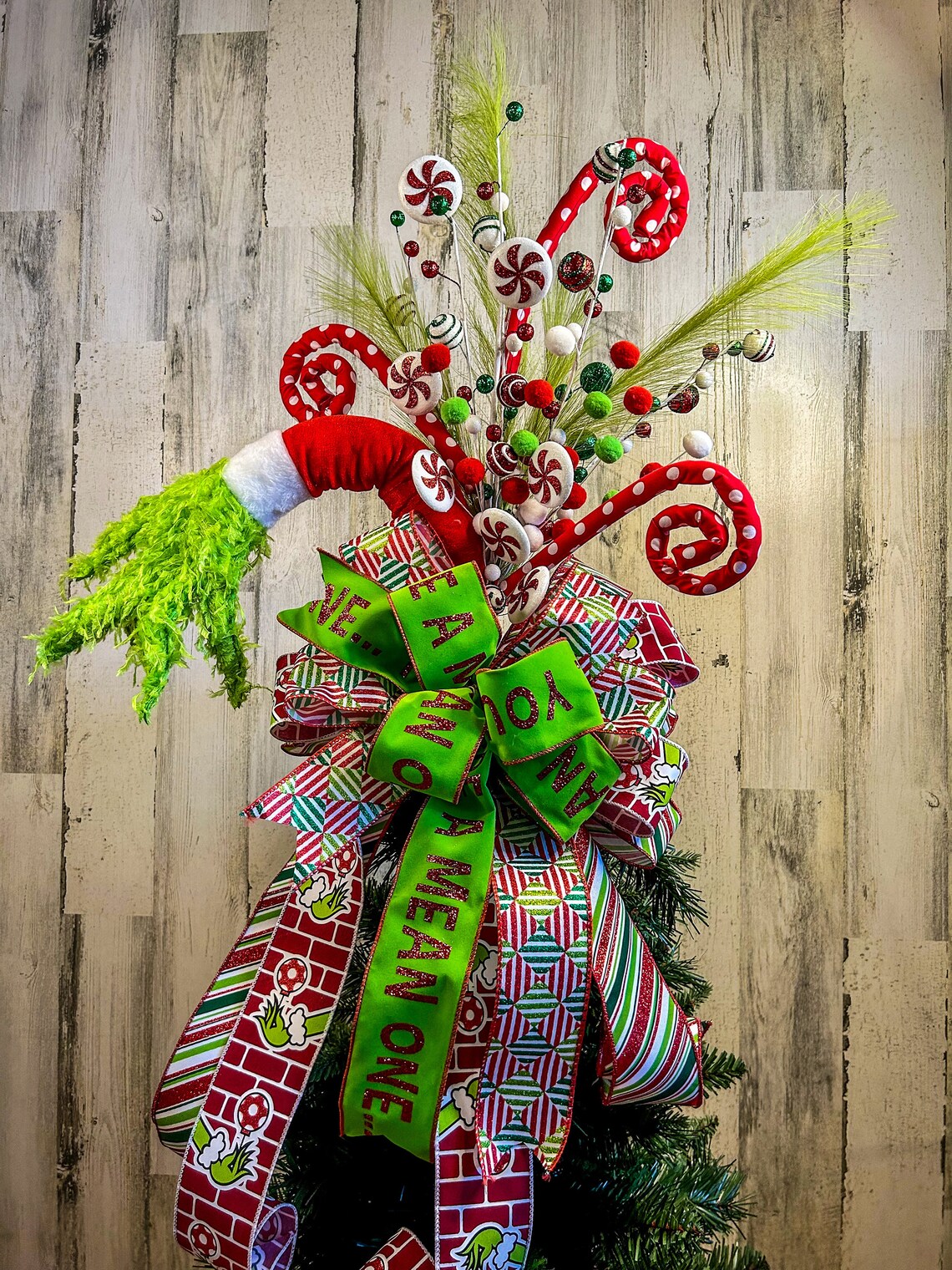 Grinch Inspired Tree Topper, Green Monster Tree Topper, Christmas Tree ...