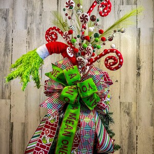 Grinch Inspired Tree Topper, Green Monster Tree Topper, Christmas Tree ...