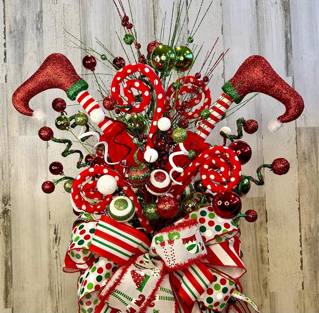 Christmas Tree Topper Elf Leg Christmas Tree Topper Christmas Tree ...