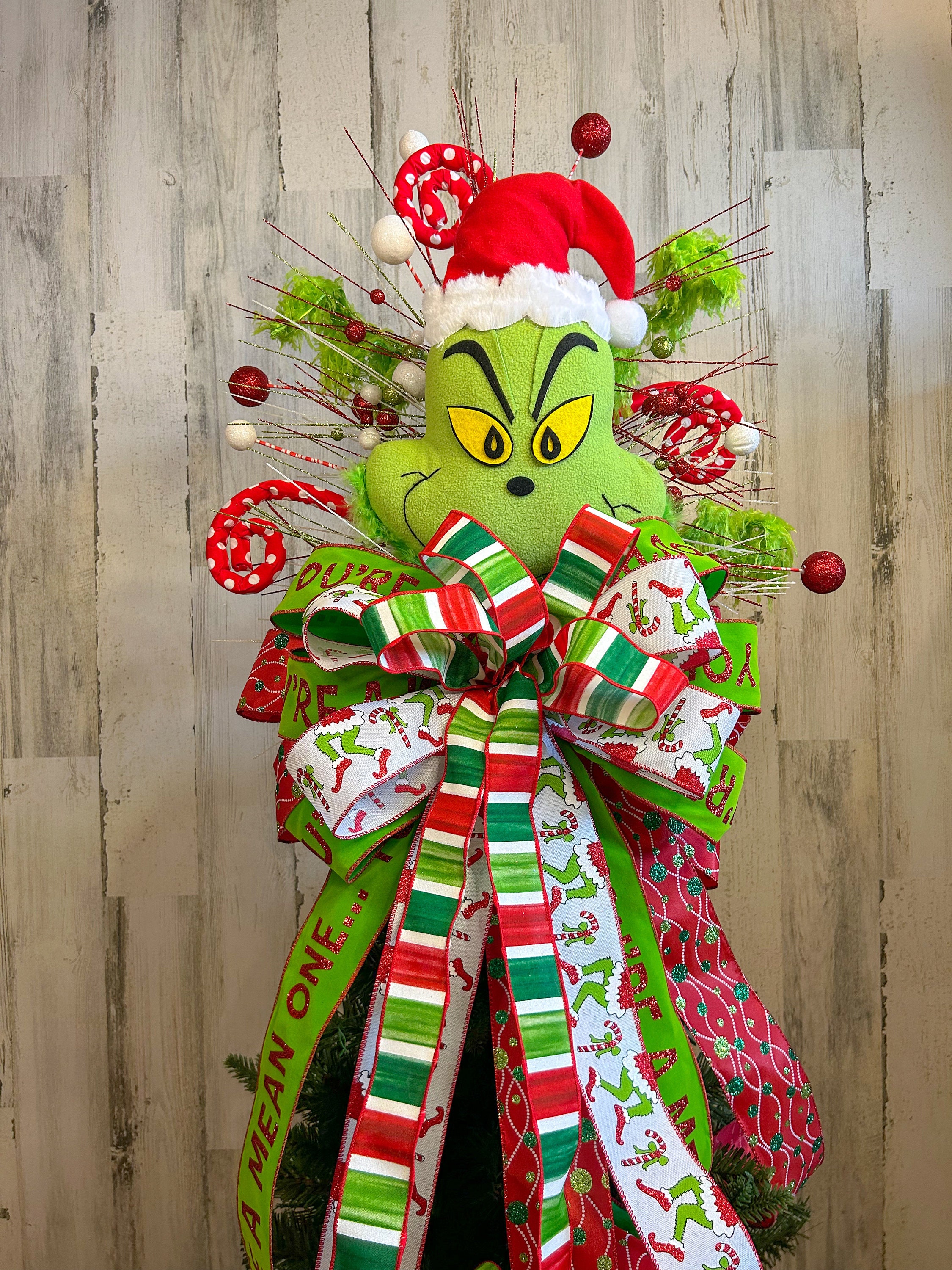 Grinch Inspired Tree Topper, Green Monster Tree Topper, Christmas Tree ...
