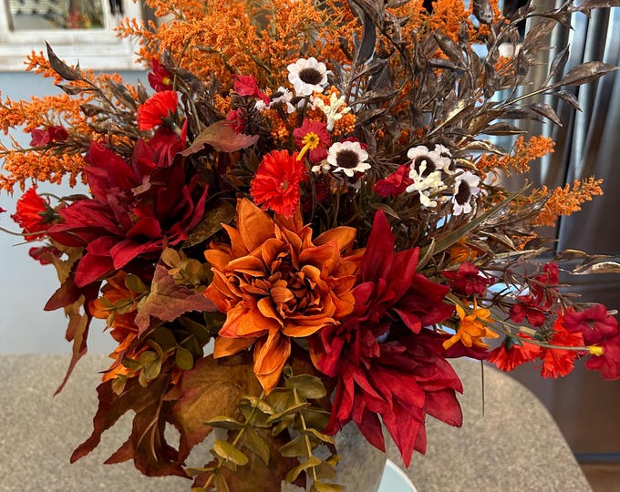 Fall or Thanksgiving Arrangement, Fall Flowers in Vase, Fall Floral ...