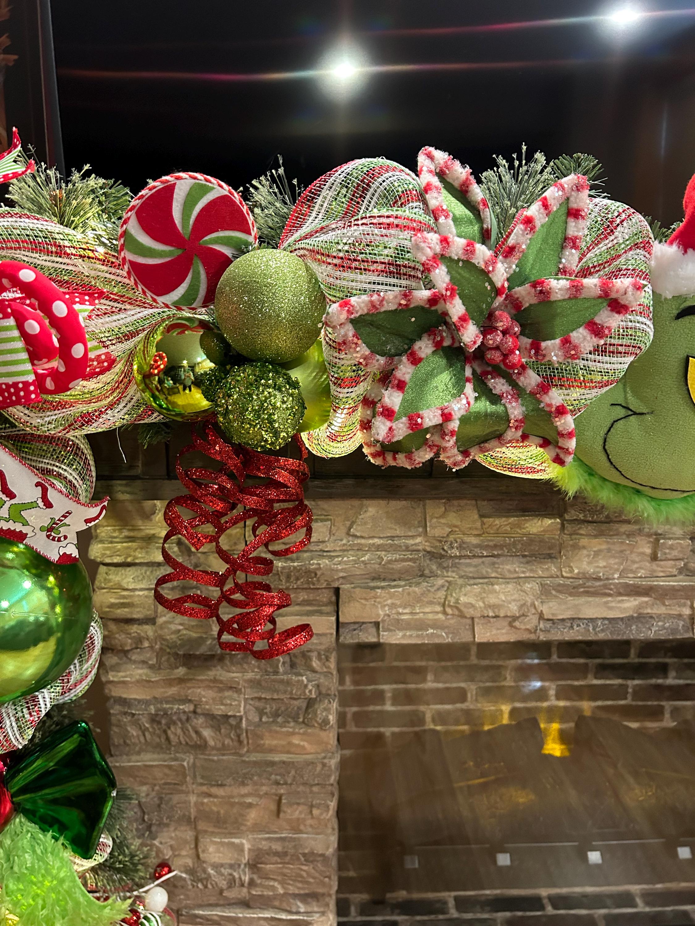 Grinch Inspired Garland for Mantel, Christmas Garland, Grinch Garland ...