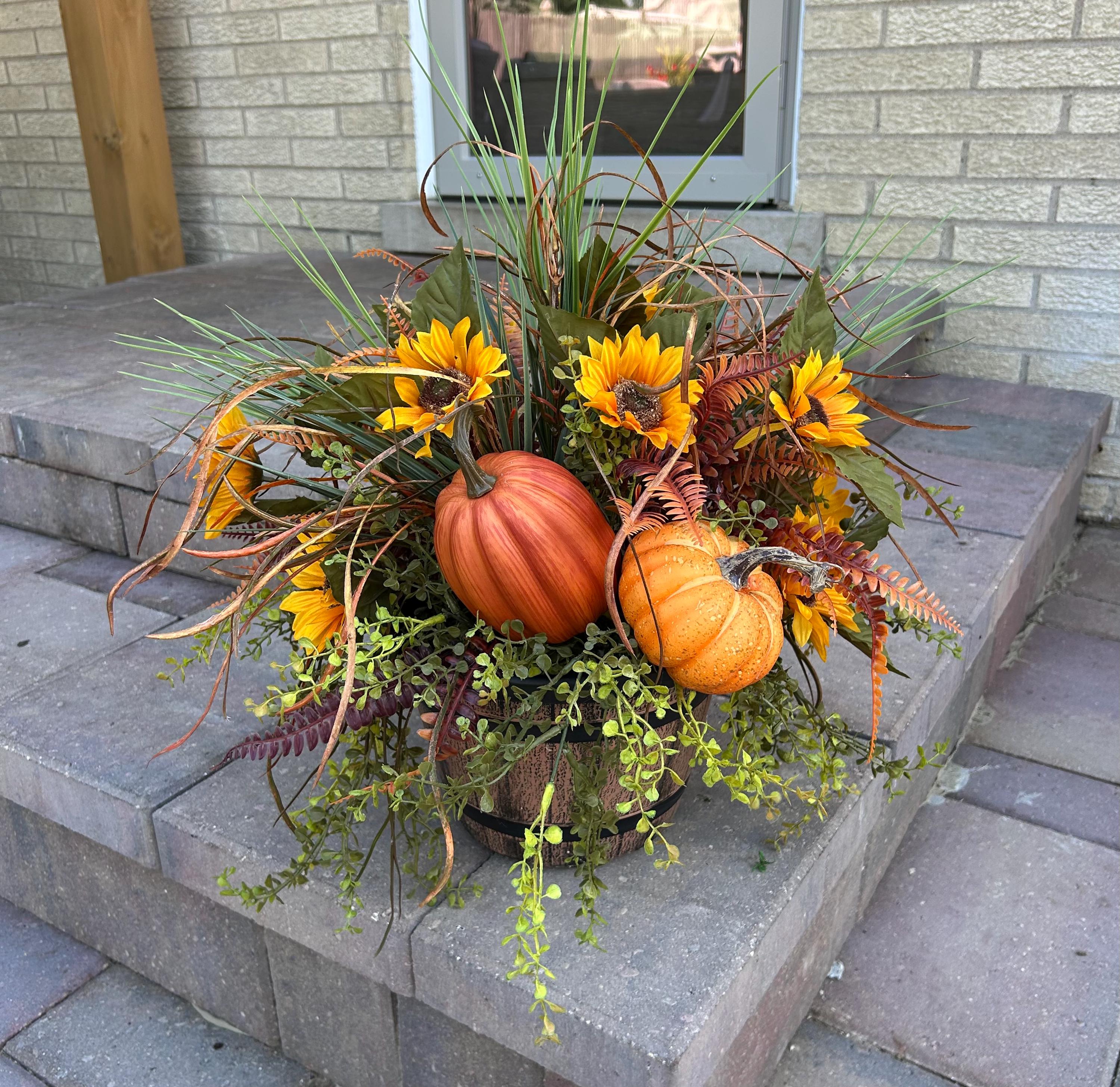 Fall Faux Flower Urn Filler: Autumn Porch Deco, Fall Front Porch ...