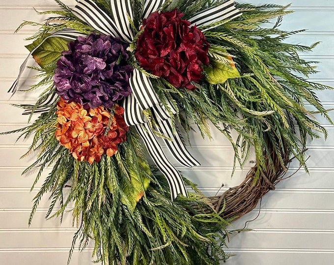 Year Round Wreath, Everyday Wreaths, Hydrangea Wreath, Front Door ...