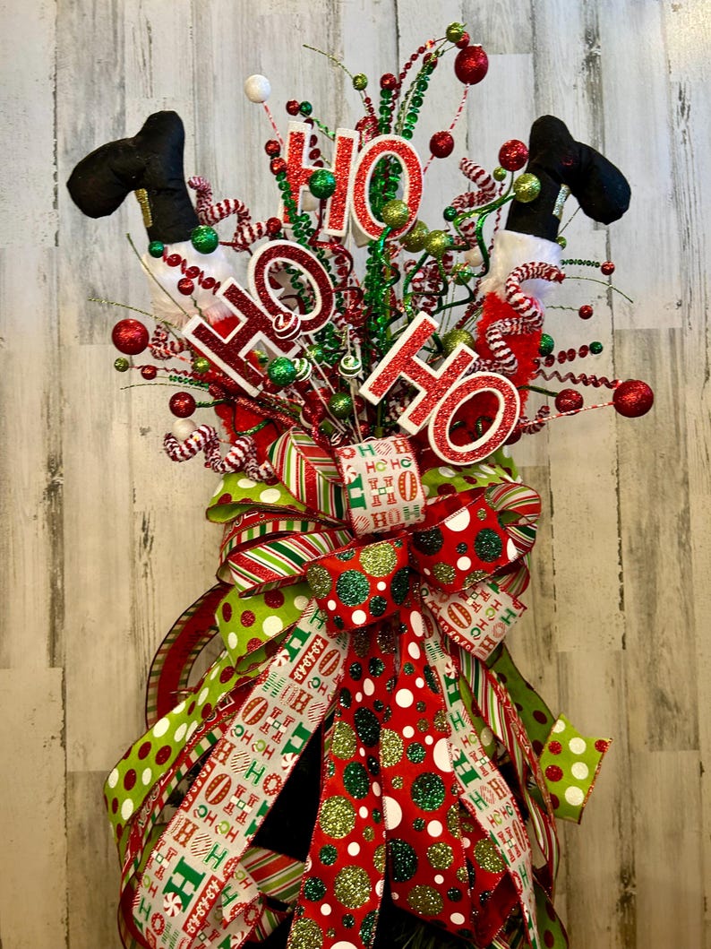 Santa Legs Christmas Tree Topper: Whimsical Holiday Decor - Etsy