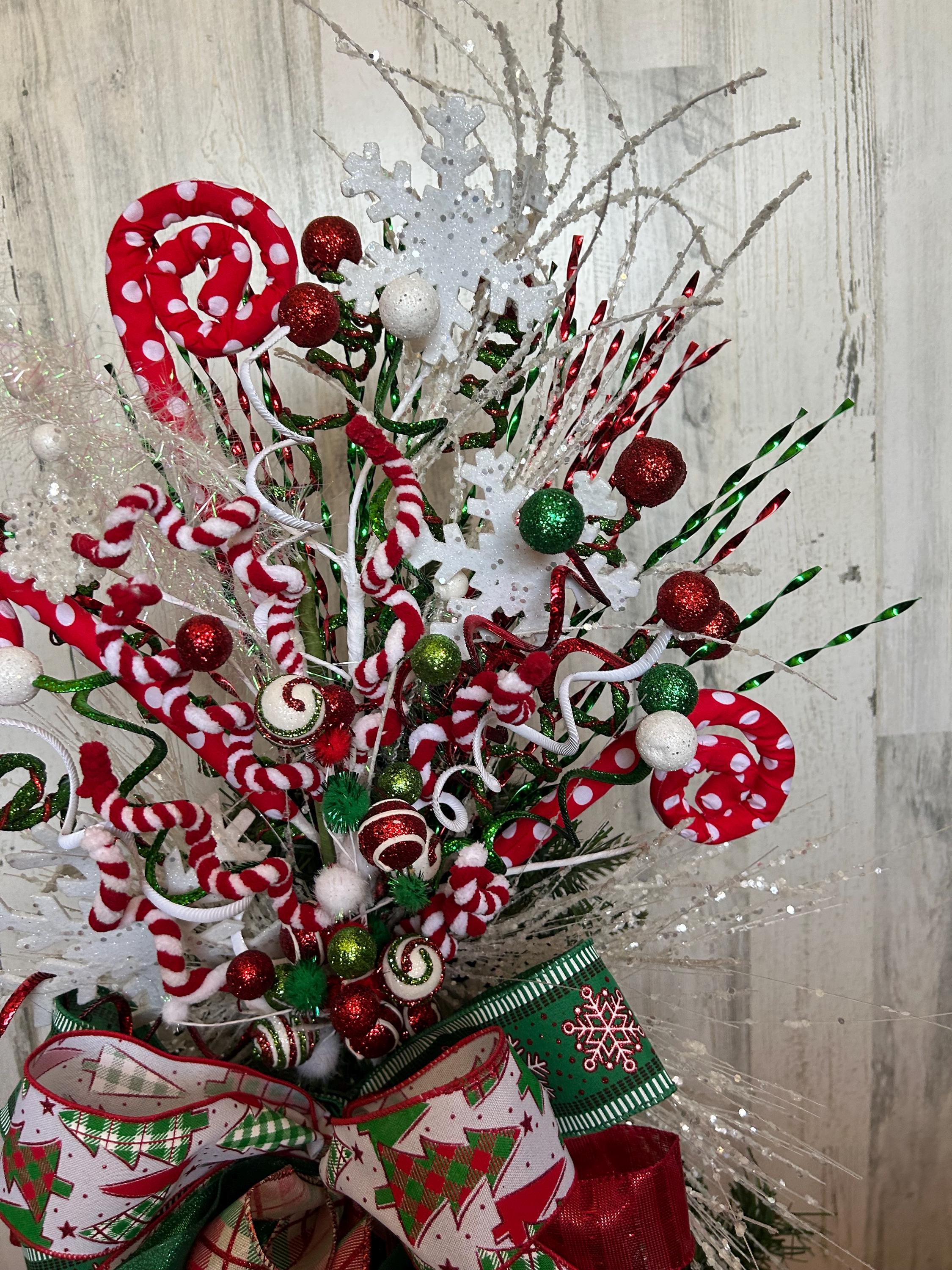 Red and Green Christmas Tree Topper - Whimsical Topper for Christmas ...