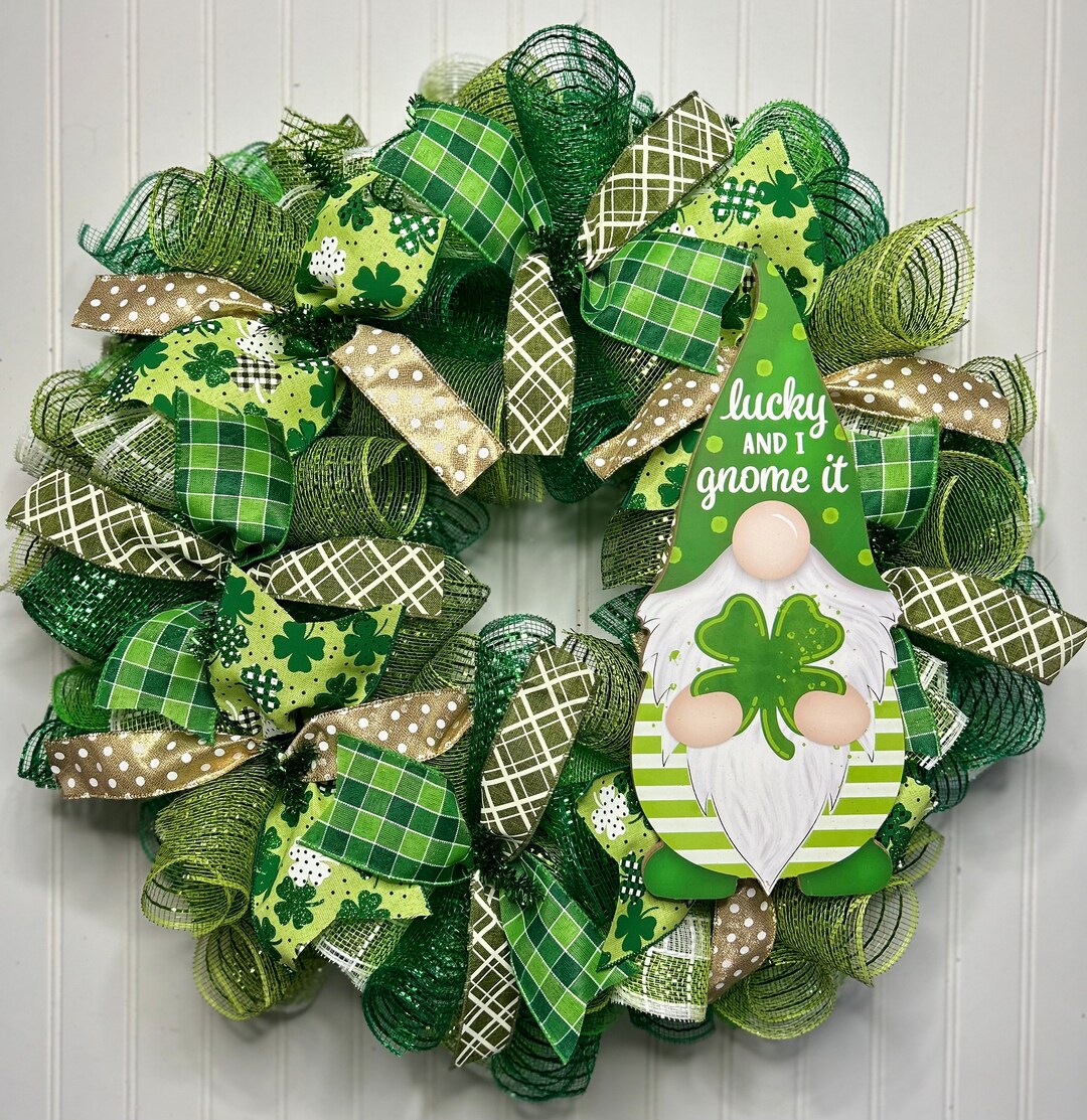 Happy St. Patrick's Day Deco Mesh Shamrock Wreath/irish Wreath/green ...