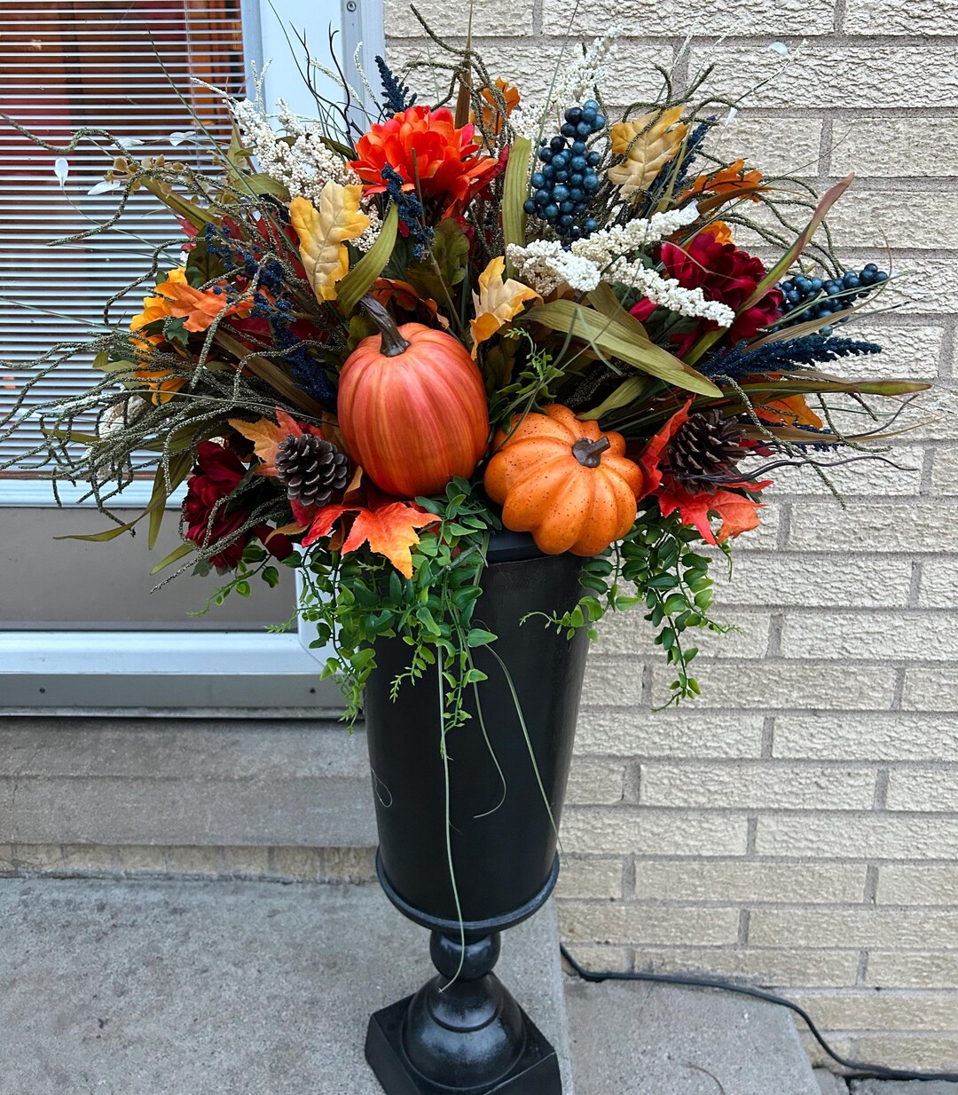 Fall Front Porch Planter, Fall Planter, Fall Urn Filler for Outdoors ...
