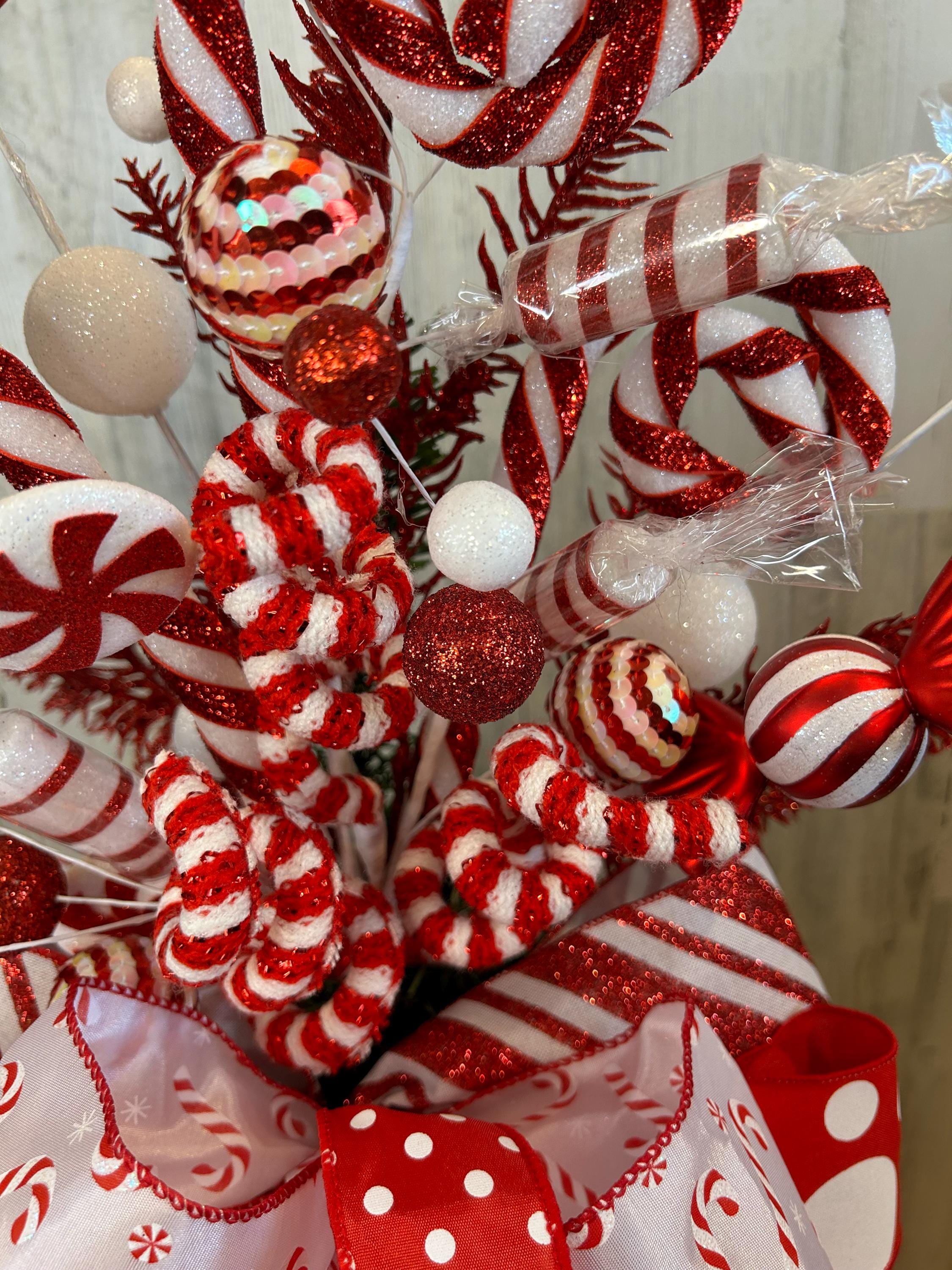 Peppermint Candy Christmas Tree Topper: Red & White Holiday Decor - Etsy