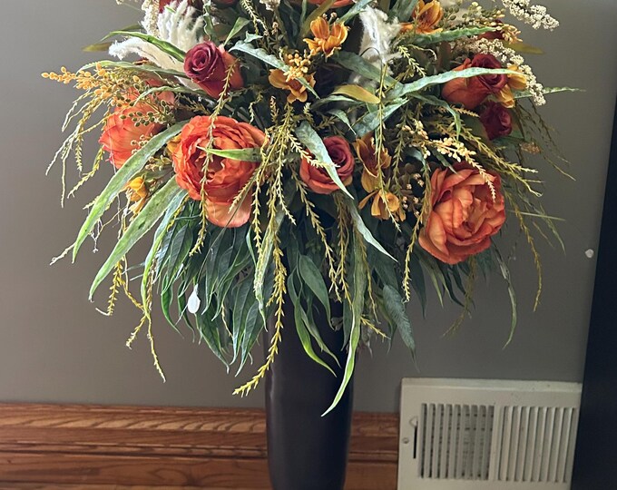 Fall Table Centerpiece, Fall Flower Urn, Fall Table Decor, Flower Urn ...