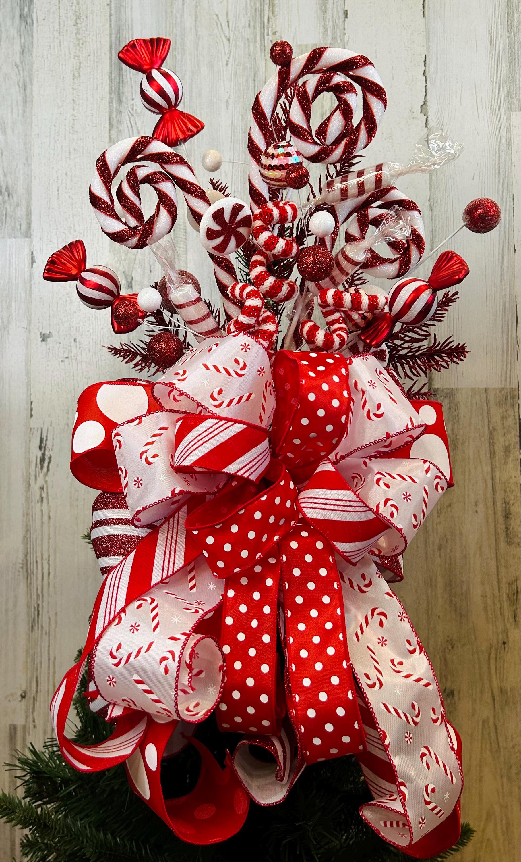 Peppermint Candy Christmas Tree Topper: Red & White Holiday Decor - Etsy