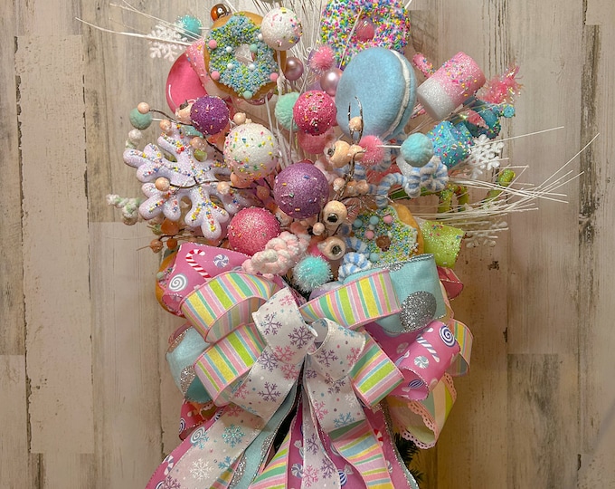 Pink Candy Christmas Tree Topper, Pastel Candyland Decor, Candyland ...