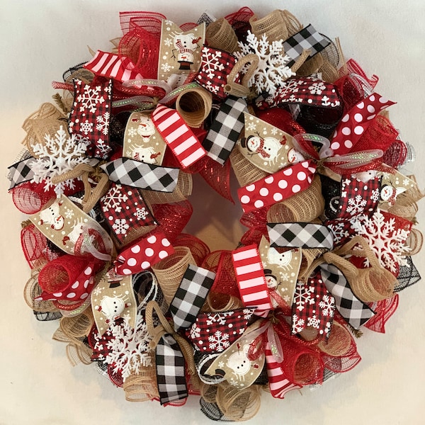 Red Buffalo Plaid Wreath - Etsy