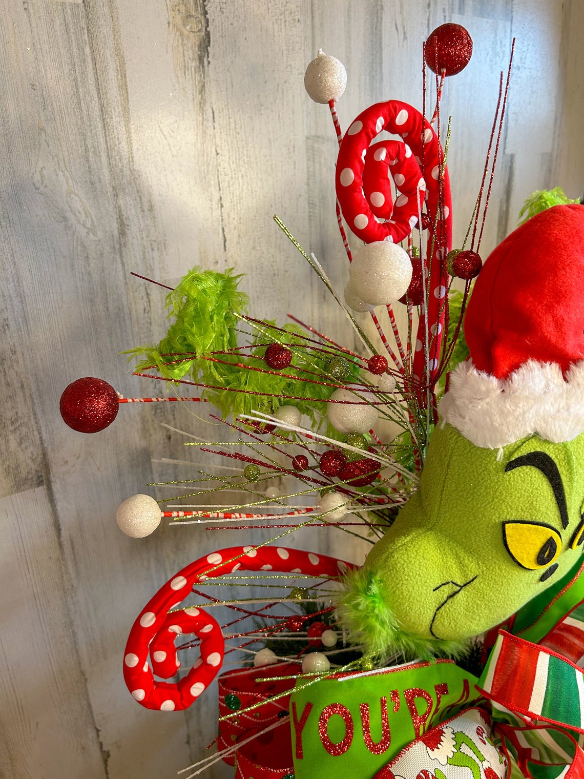 Grinch Inspired Tree Topper, Green Monster Tree Topper, Christmas Tree ...